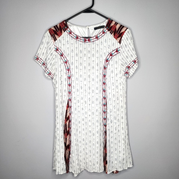 THML | Dresses | Thml Embroidered Western Aztec Tribal Boho Mini Dress ...